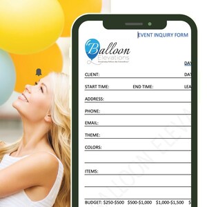Balloon Decor Event Inquiry Form / Balloon Inquiry Template / Event ...