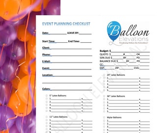 Balloon Decor Event Inquiry Form / Balloon Inquiry Template / Event ...