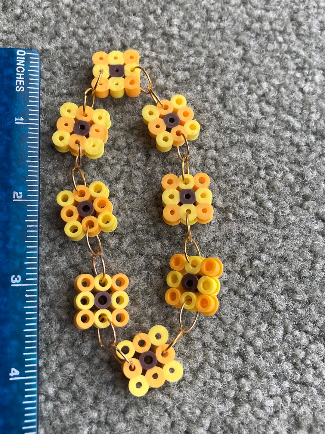 Sunflower Perler Bead Bracelet Yellow and Brown - Etsy