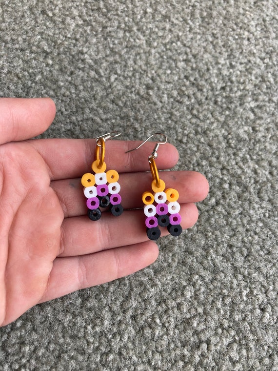 Non-binary Gender Queer Perler Bead Earrings Pride Lgbtq Gay - Etsy