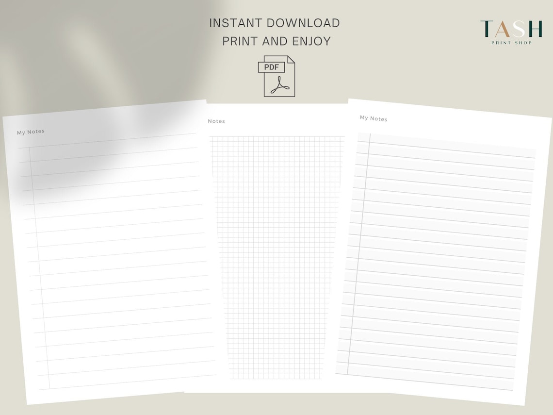 Printable Lined Paper / Graph Paper / Notebook Journal Dotted Paper ...