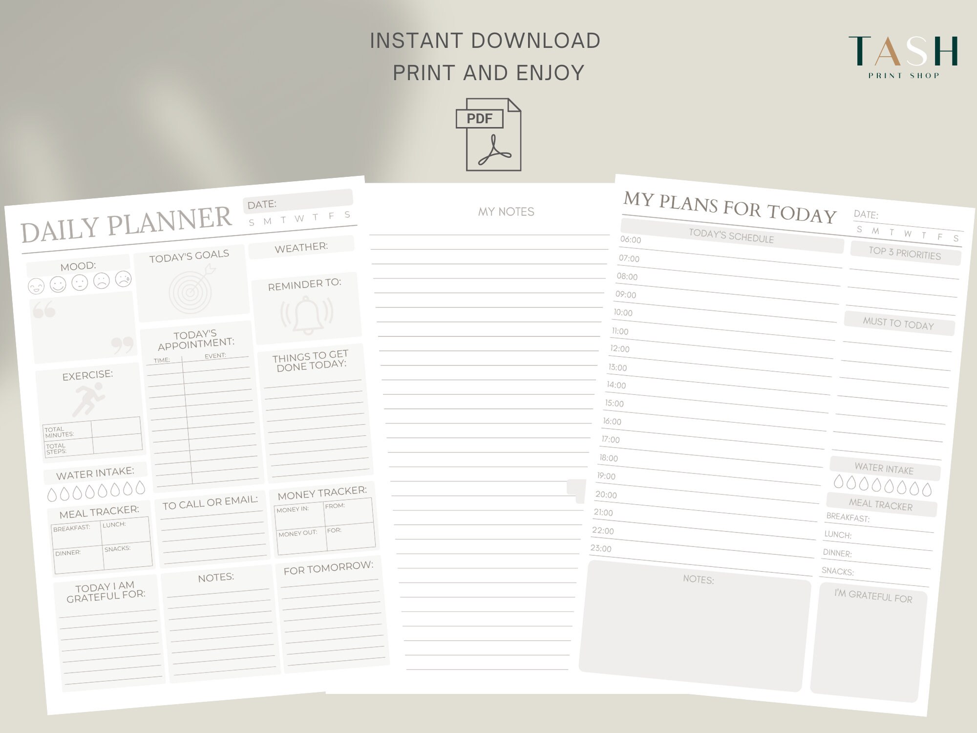 24 Hour Daily Planner Printable, 3 Pages/ Daily to Do List for Work ...