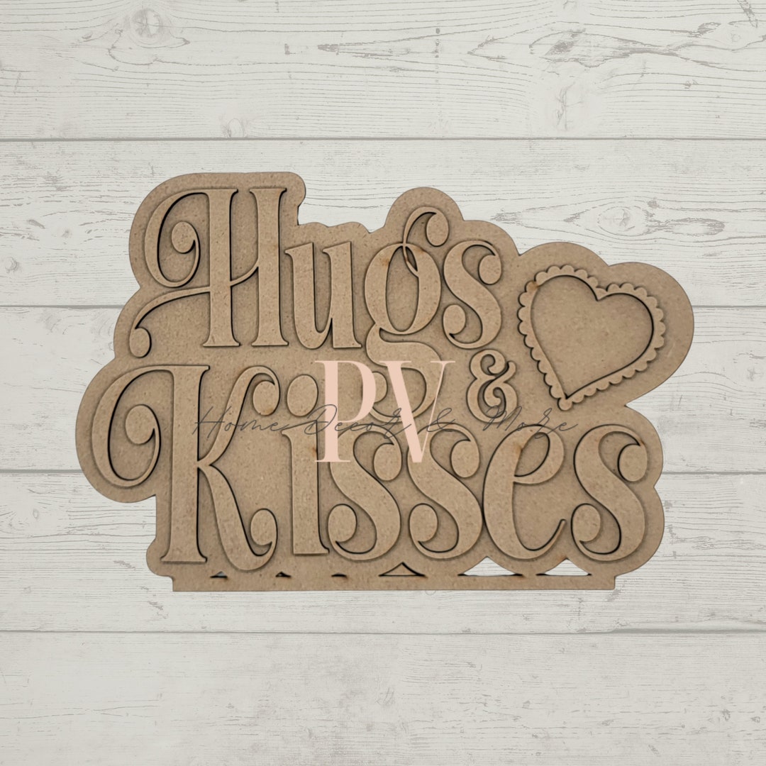 Standing Hugs & Kisses Laser Cutout, Laser Cutout, Valentine's Gift ...