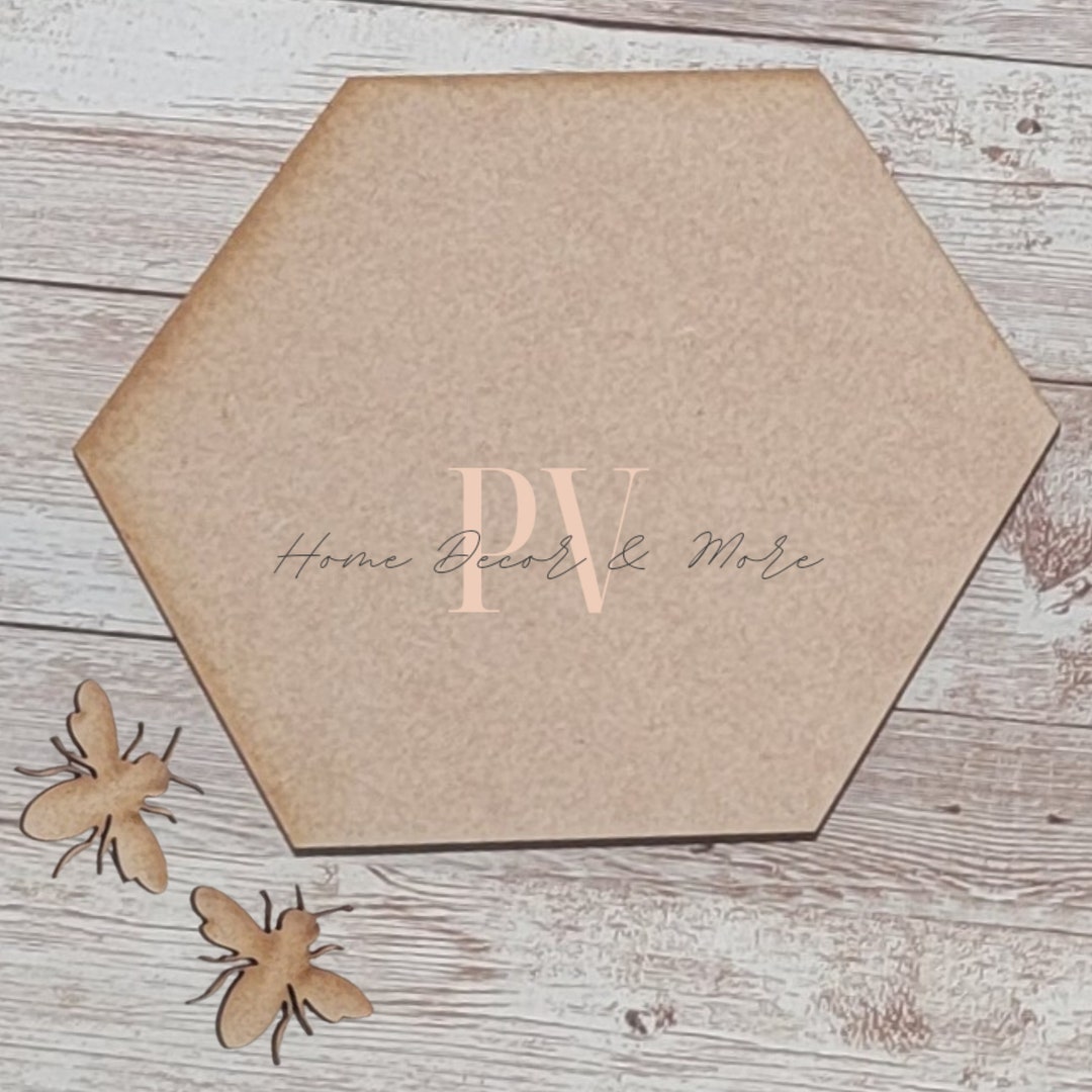Hexagon & Bee Cutout Bundle, Laser Wood Cutout, Wooden Craft, DIY ...