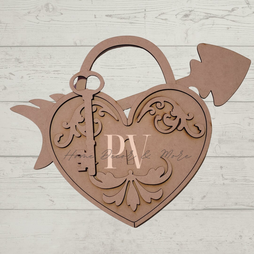Valentine Heart Locket With Key Laser Cutout, Laser Cutout, Valentine's ...