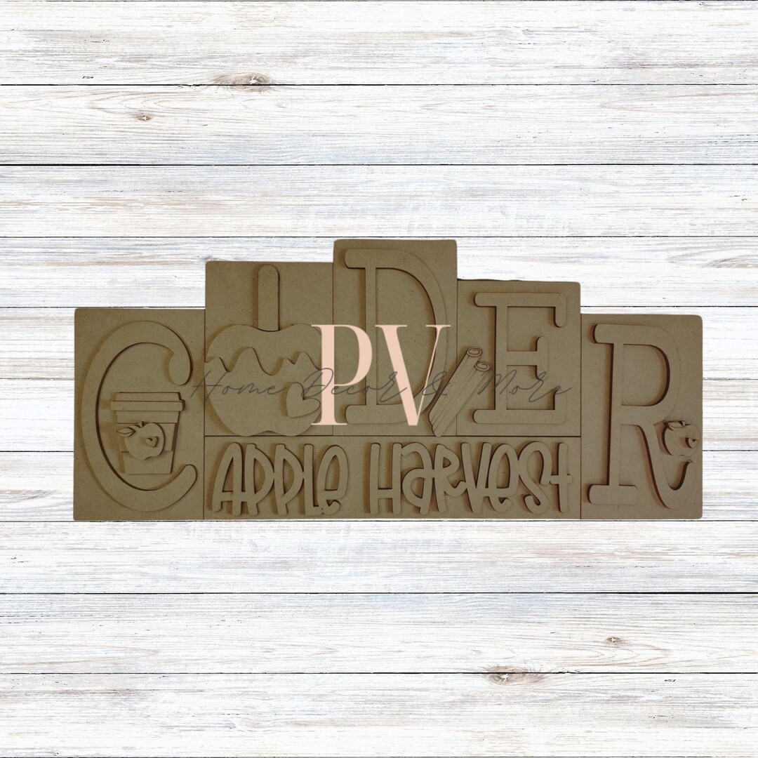Apple Cider Word Blocks, Laser Cutout, DIY Paint Project, Autumn Decor ...