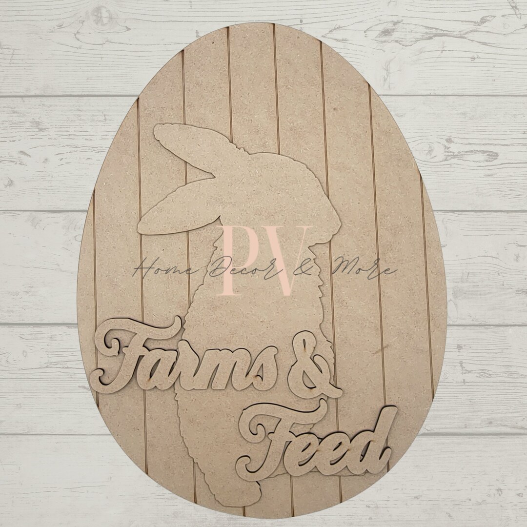 Farms & Feed Bunny Shiplap Egg Door Hanger, DIY Paint Project, Laser ...