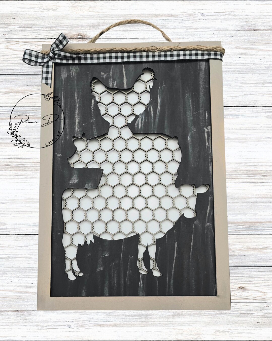 Farmhouse Chicken Wire Sign, Farmhouse Decor, Barnyard Animal Decor ...