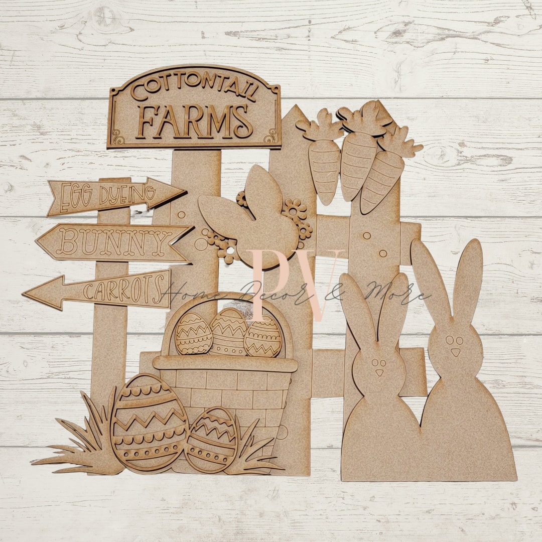 12" Easter Bunny Fence, Laser Cutout, Easter DIY, Paint Project, Spring ...