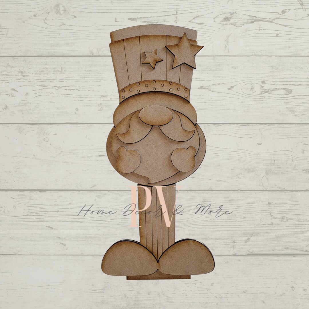 Standing Uncle Sam Gnome Cutout, Laser Cutout, Patriotic Decor, USA ...