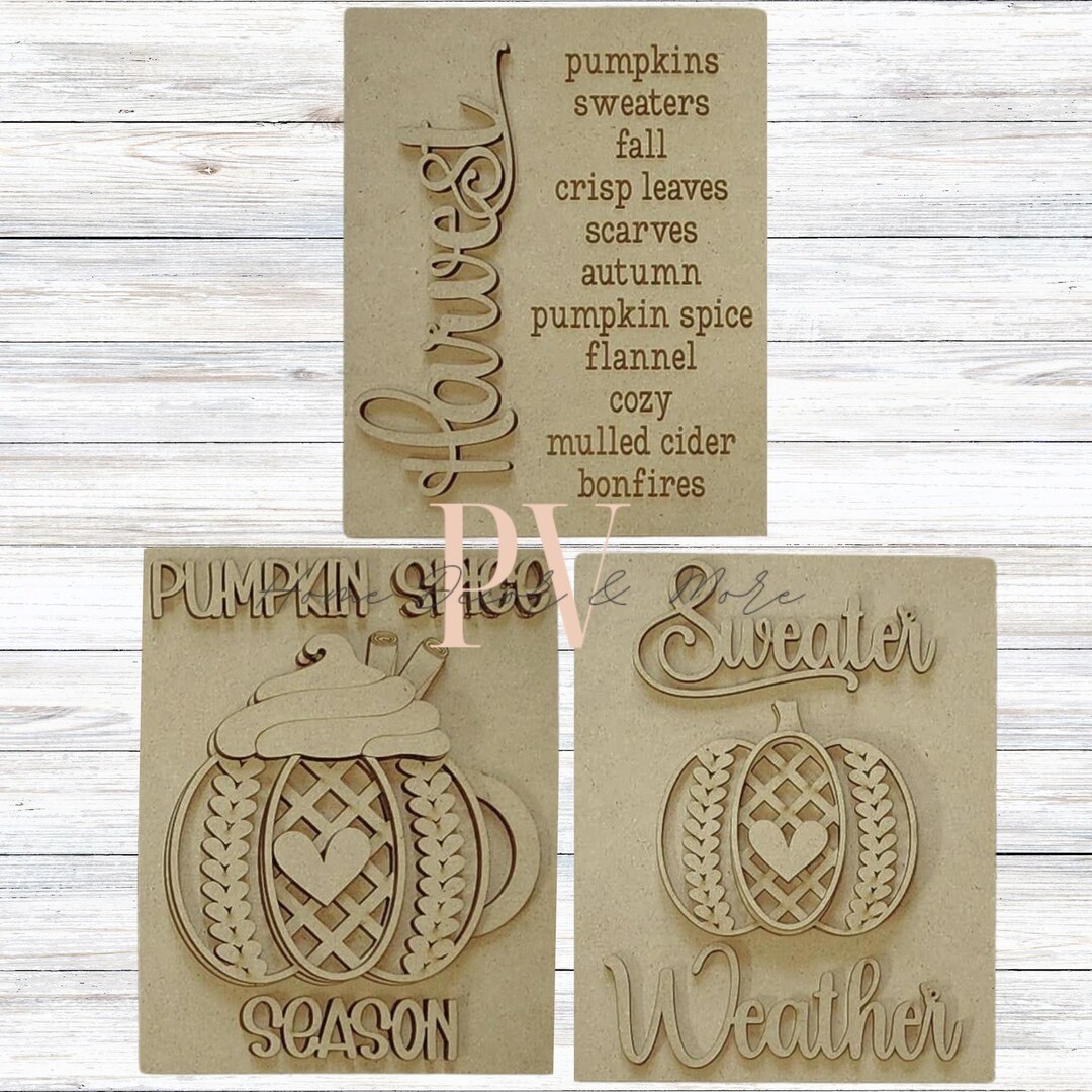 Sweater Weather Sign Trio: MDF Laser Cutout, DIY Autumn Decor - Etsy