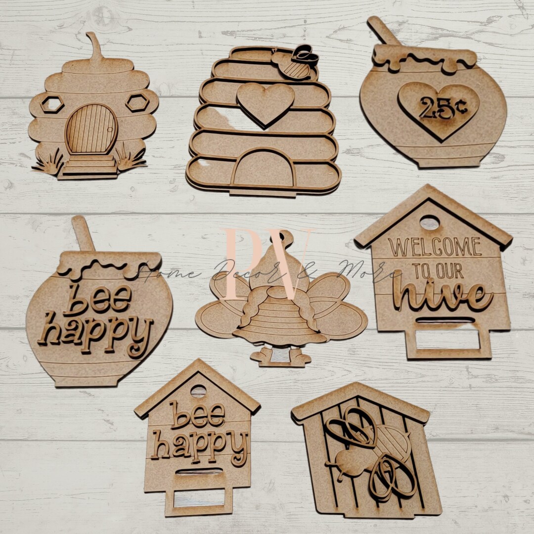 Blank Bee Happy MDF Cutout Set: DIY Craft Project - Etsy