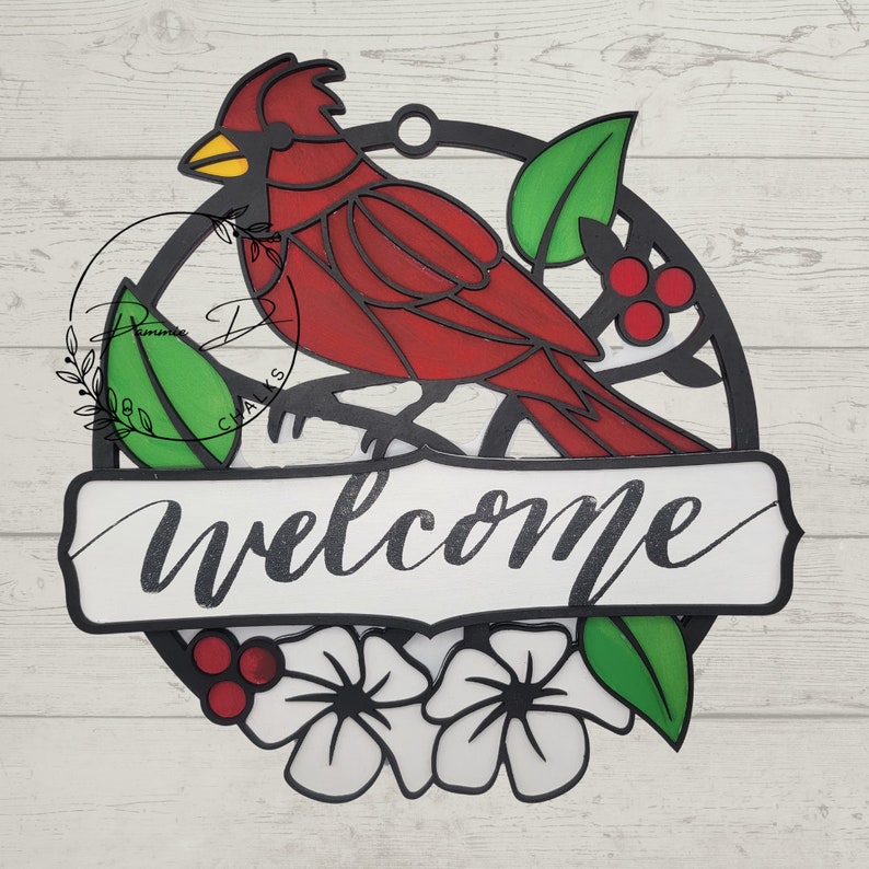 Stained Glass Cardinal, Laser Wood Cutout, DIY Paint Project, Red Bird ...