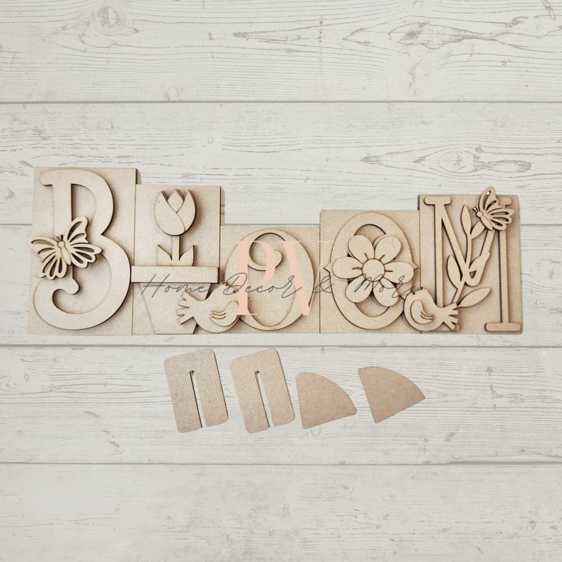 Bloom Standing Block Laser Cutouts, Laser Cutout, Spring DIY, Paint ...