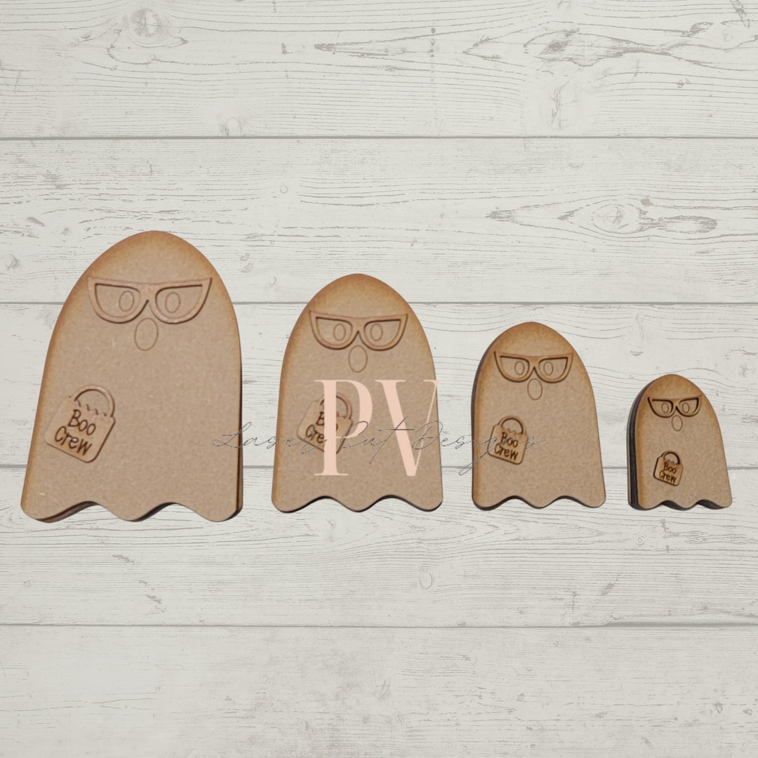 Standing Ghosts With Glasses, Laser Cutout, DIY Paint Project, Blank ...