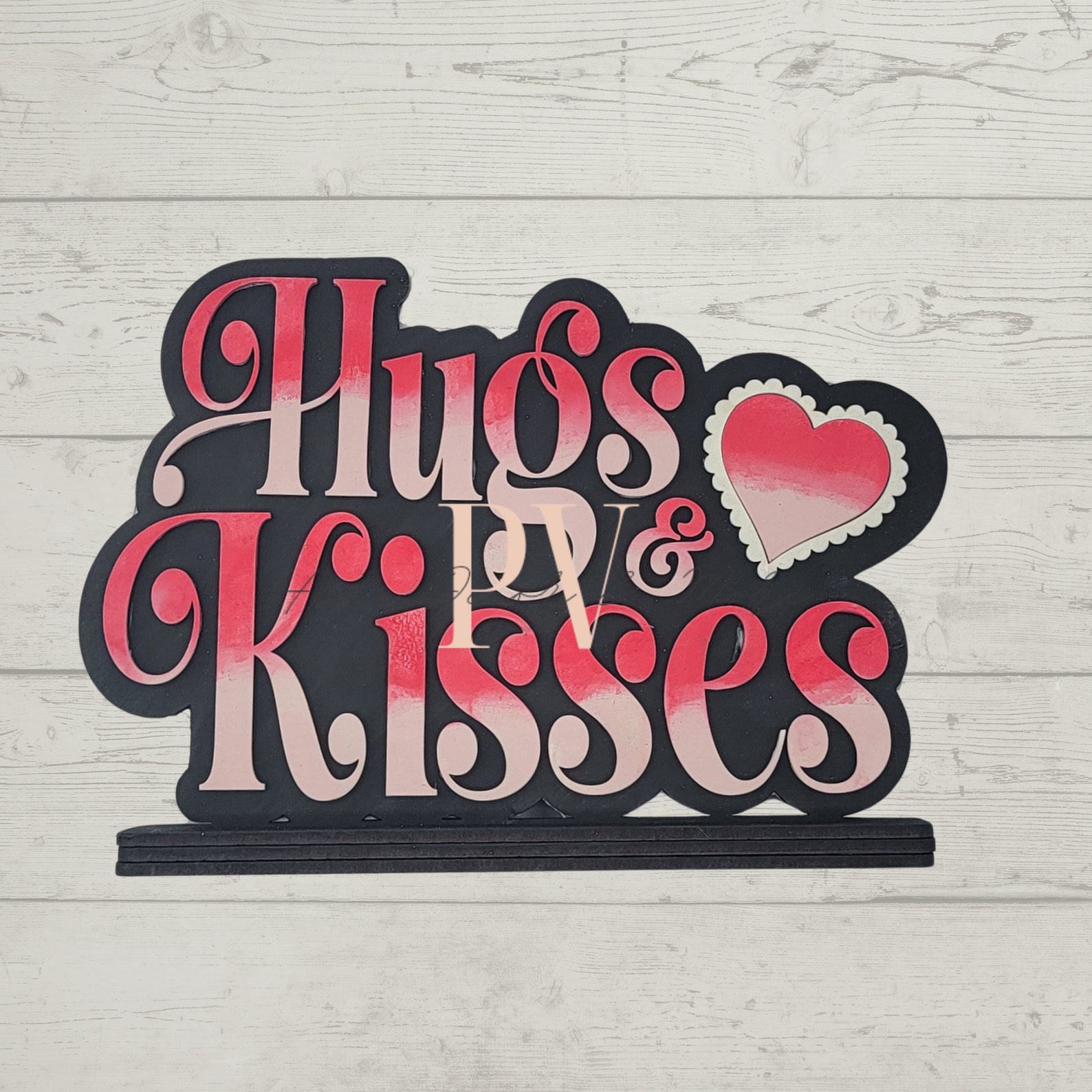 Standing Hugs & Kisses Laser Cutout, Laser Cutout, Valentine's Gift ...