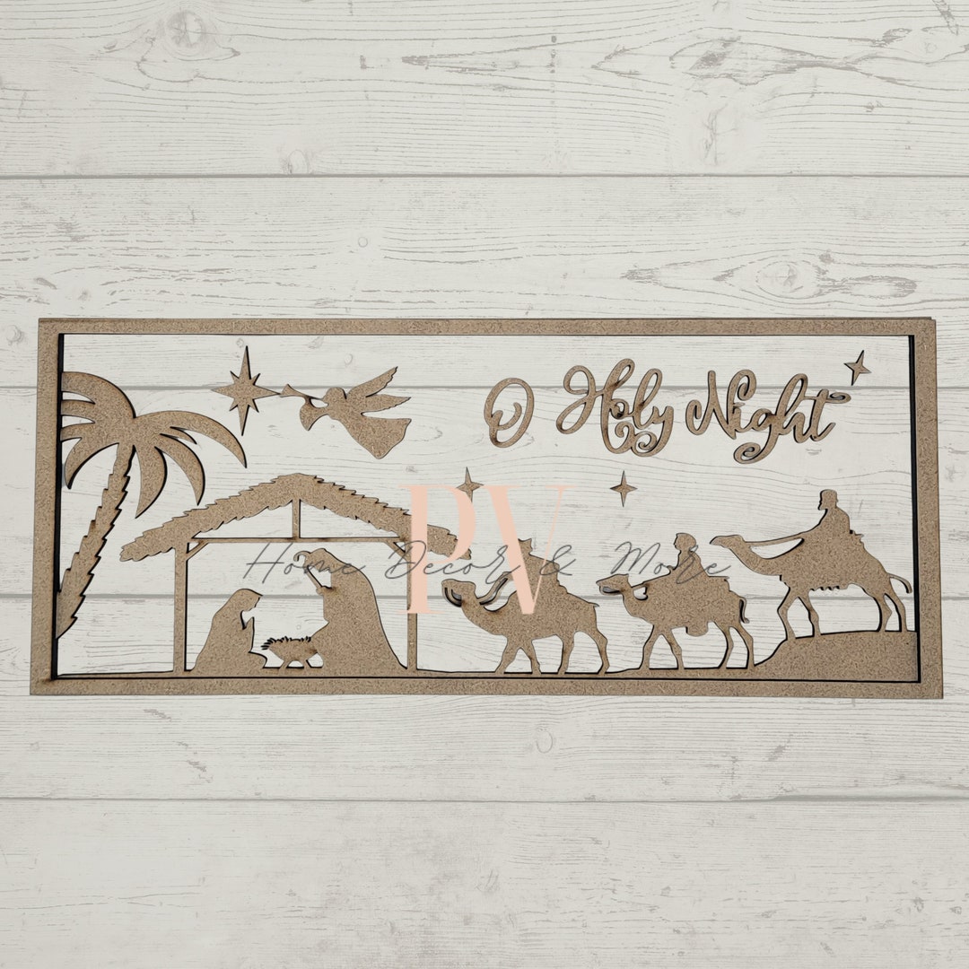 O Holy Night Nativity Scene MDF Laser Cutout - DIY Holiday Decor - Etsy