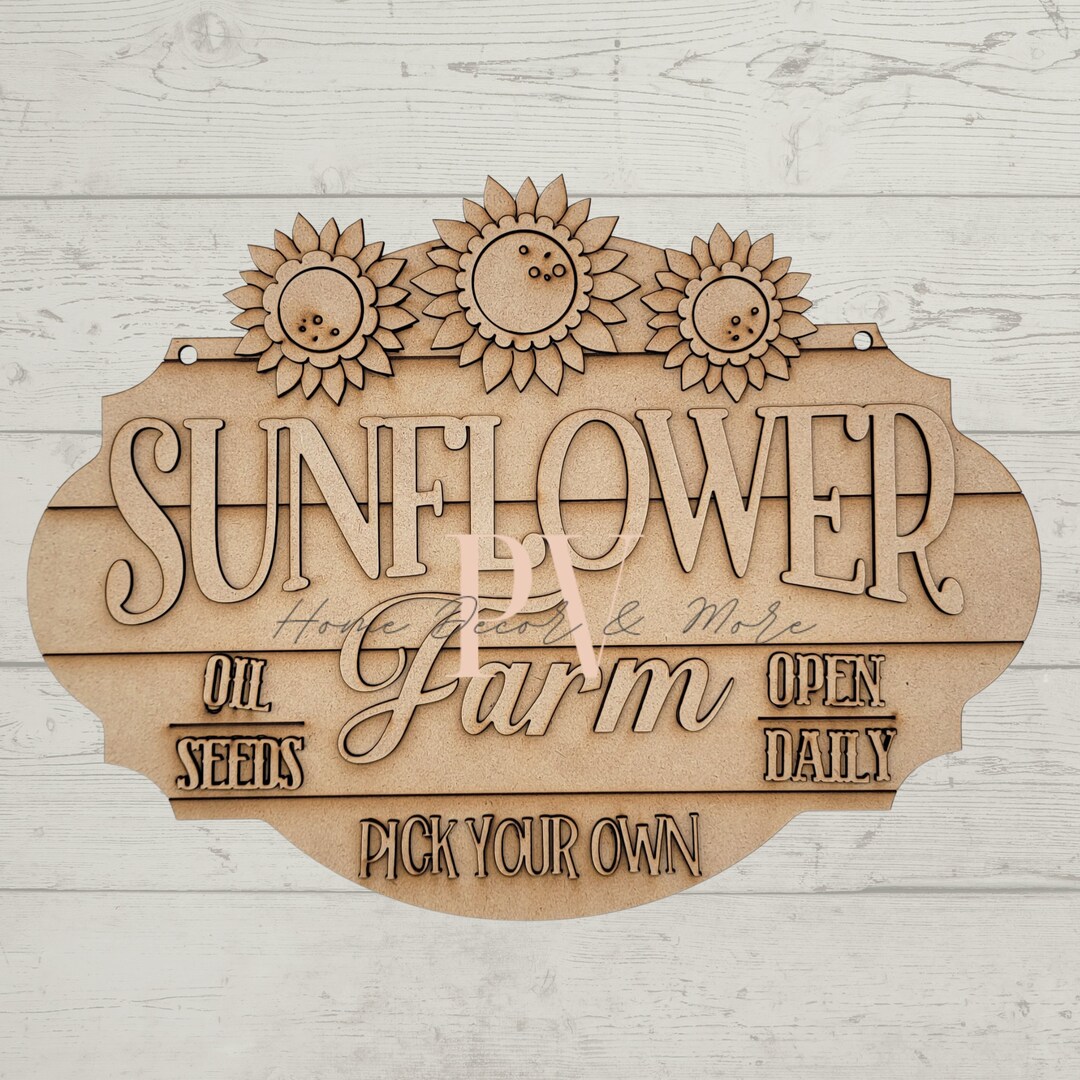 Sunflower Farm Shiplap Sign, Laser Wood Cutout, Housewarming Gift, Door ...