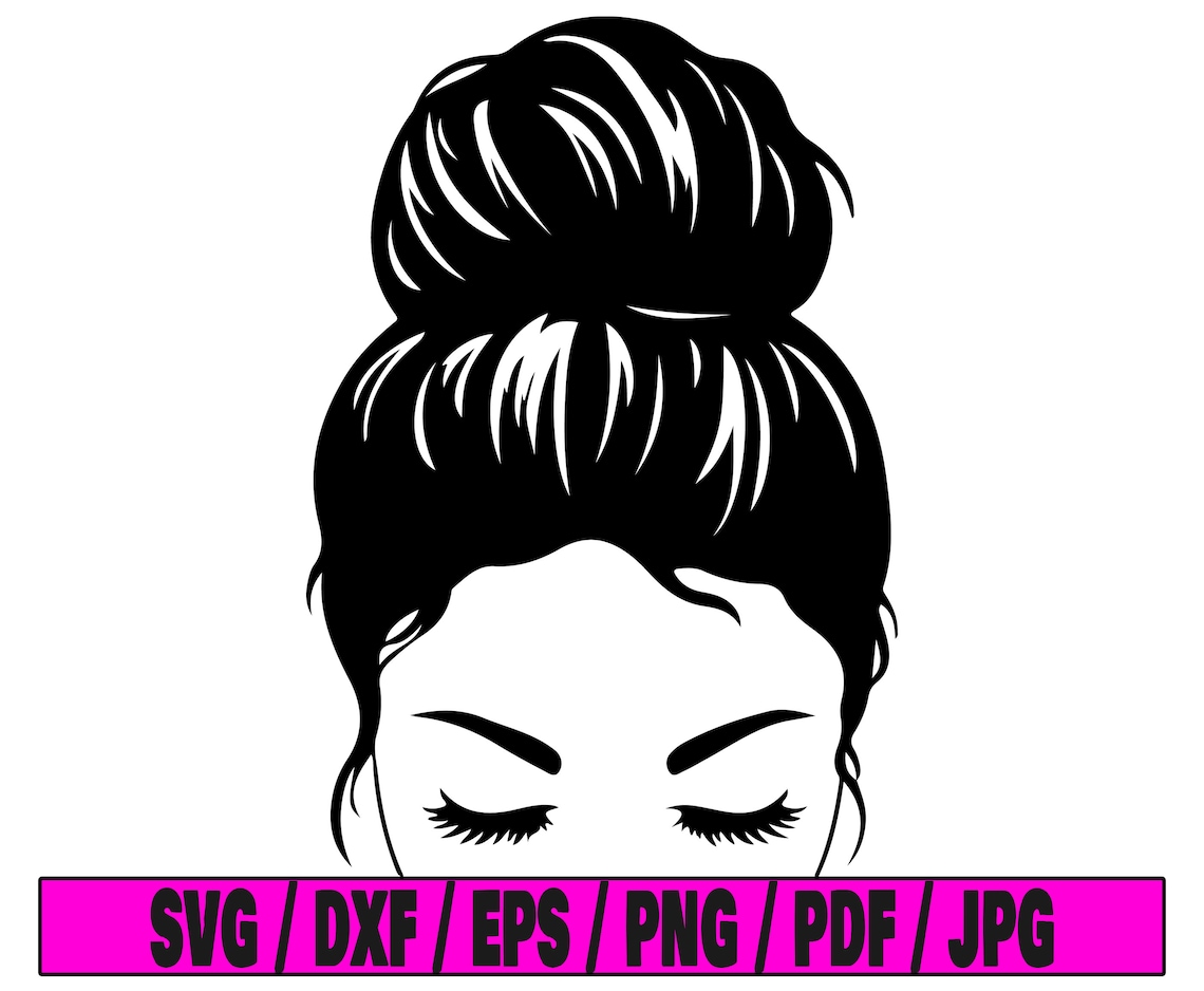 Messy Bun Svg #2, Messy Bun Svg Cut File, Messy Clipart, Svg Cut File ...