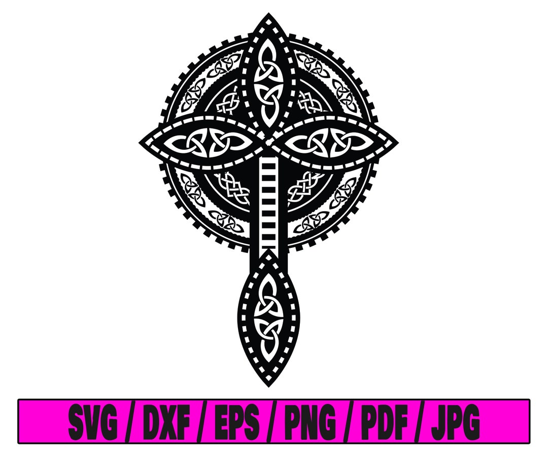 Celtic Cross Svg #2, Celtic Cross Silhouette Svg, Celtic Svg, Ornament ...