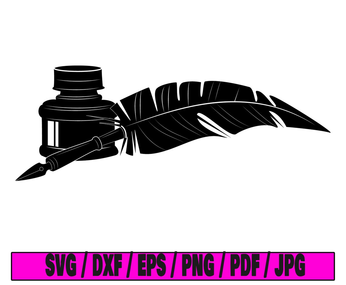 Feather and Quill Svg, Feather Svg, Vintage Pen Svg, Pen Svg, Quill Svg ...