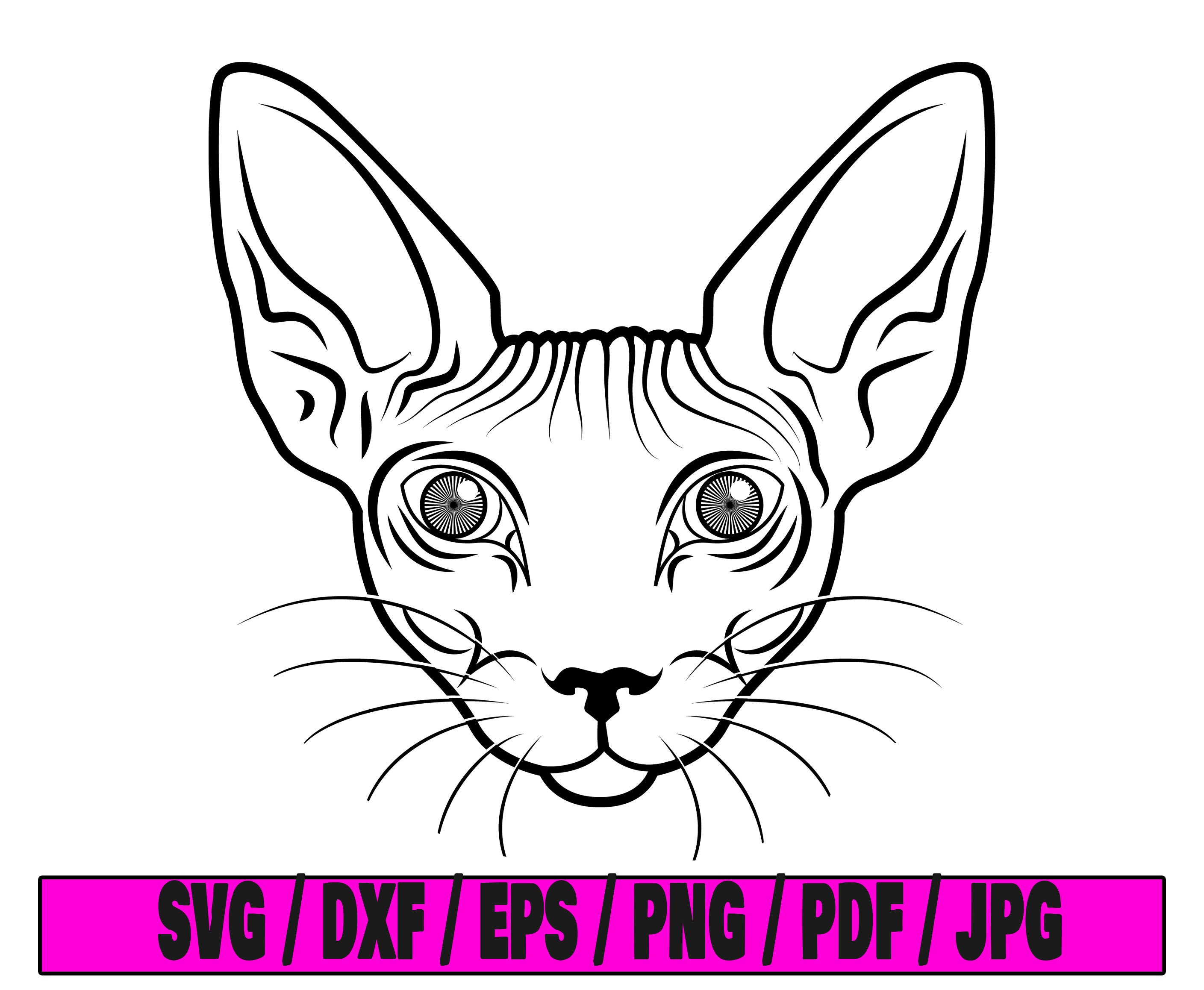 Sphynx Cat Svg , Cat Svg, Cat Head Svg, Animal Svg, Cat Outline Svg ...