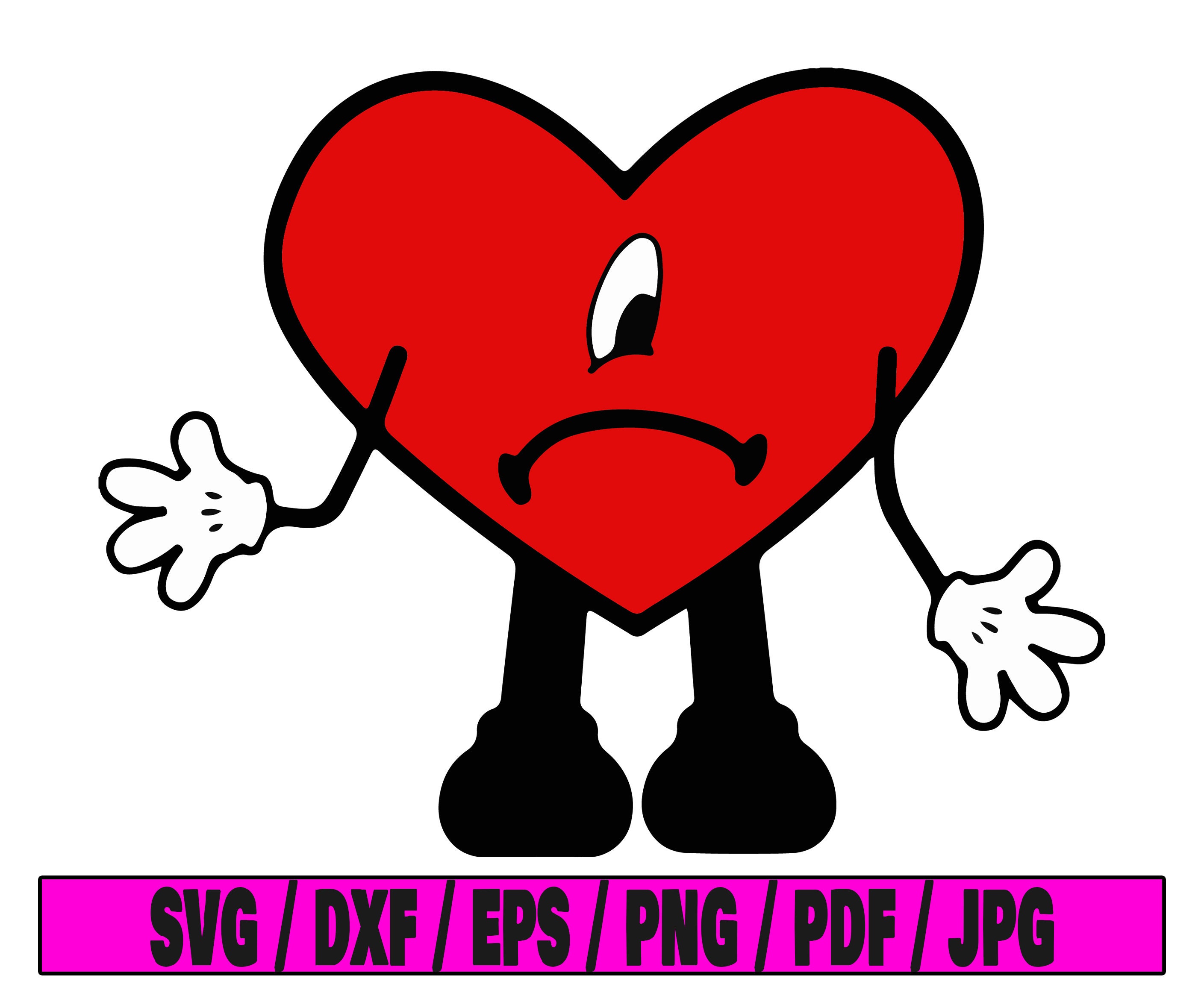 Corazón triste bad bunny svg, un verano sin ti, corazón triste svg, conejito svg, bad bunny svg ...