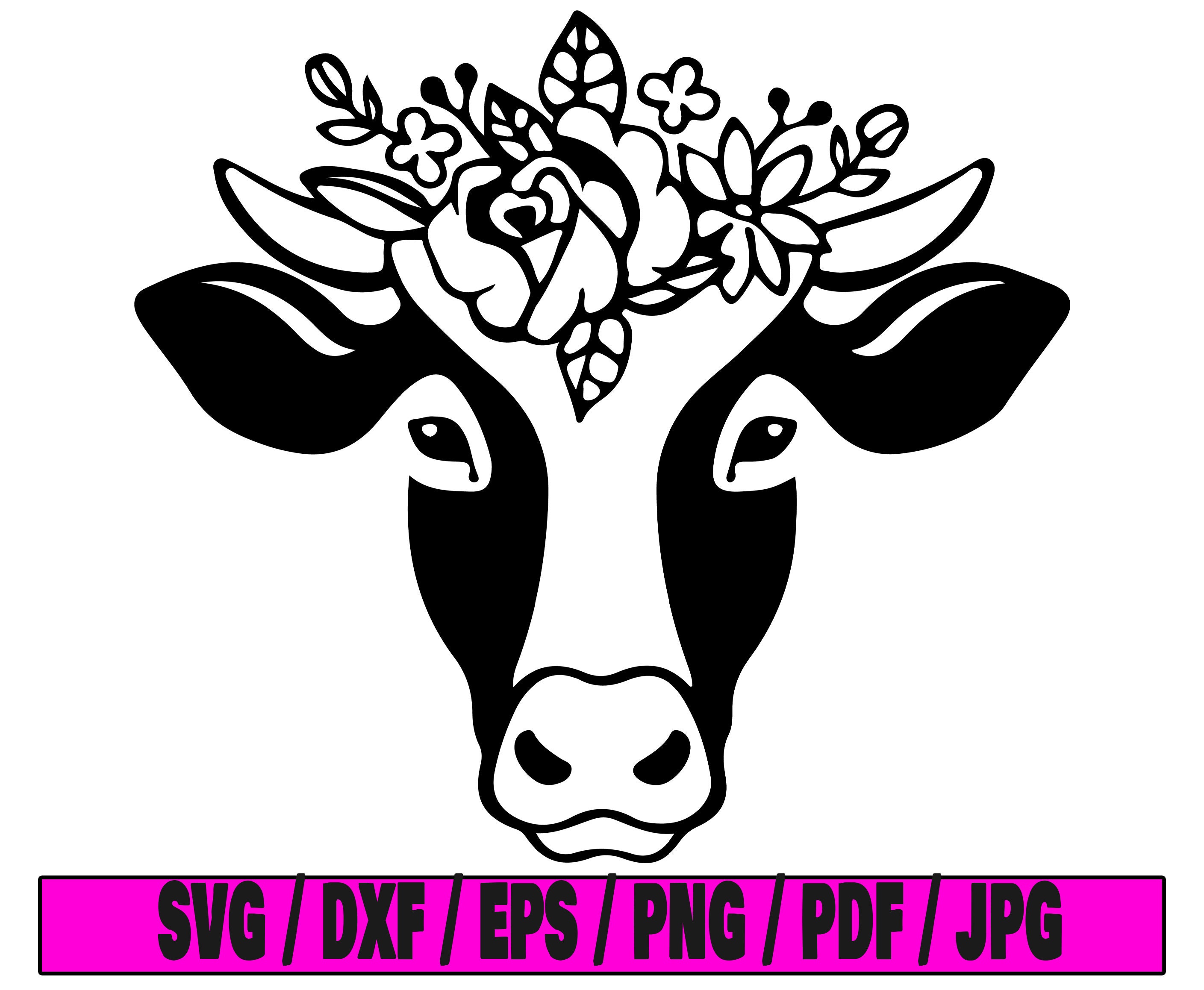 Cow Svg, Floral Cow Svg, Floral Design Svg, Flower and Cow Svg, Cow ...