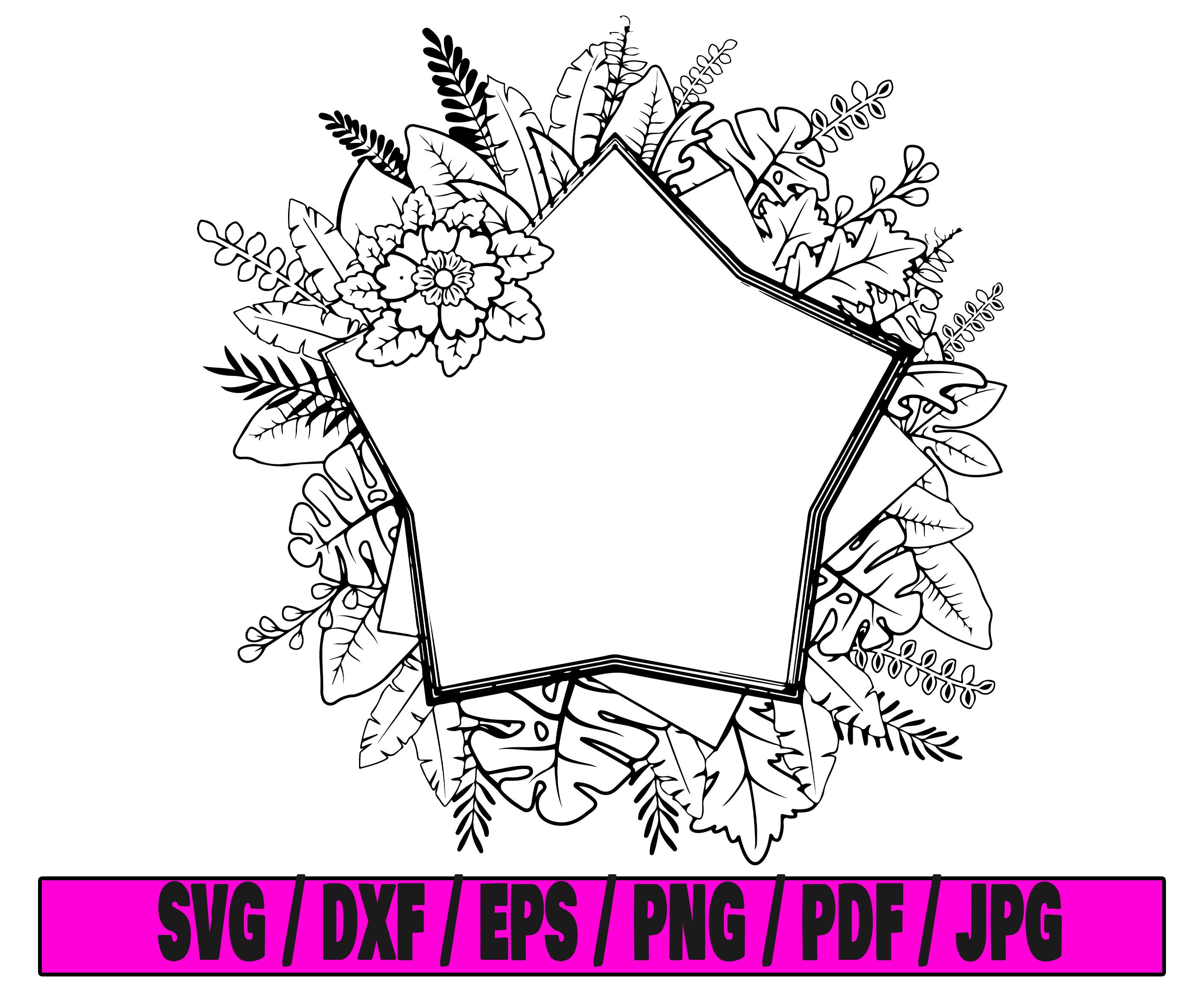 Floral Star Svg, Floral Svg, Flower Svg, Floral Frame Svg, Flower ...