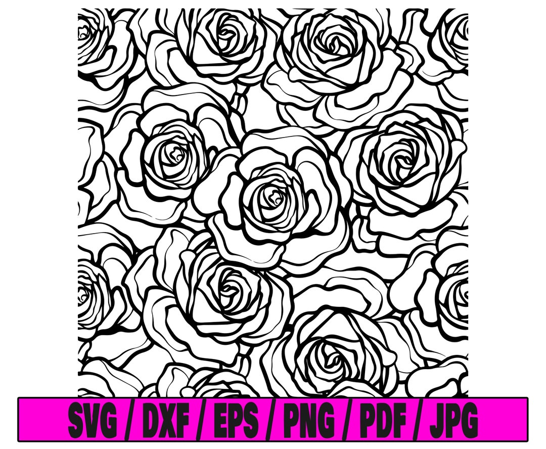 Rose Pattern Svg, Rose Svg Cut File, Pattern Clipart, Svg Cut File for ...