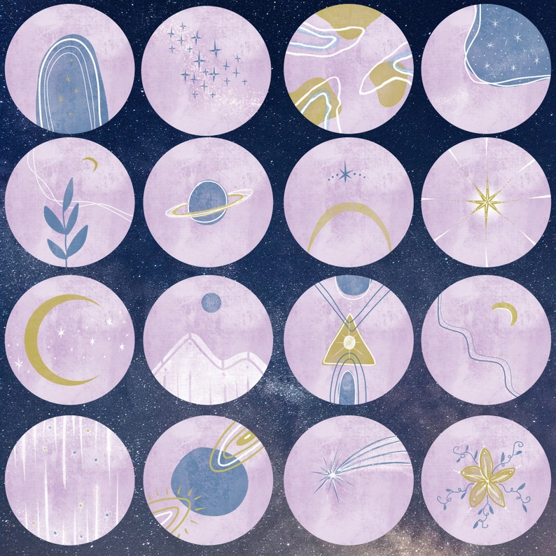 Instagram Highlight Covers Purple Moon Celestial Icons - Etsy