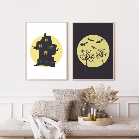 Halloween Printable Poster Set Spooky Prints Haunted House - Etsy