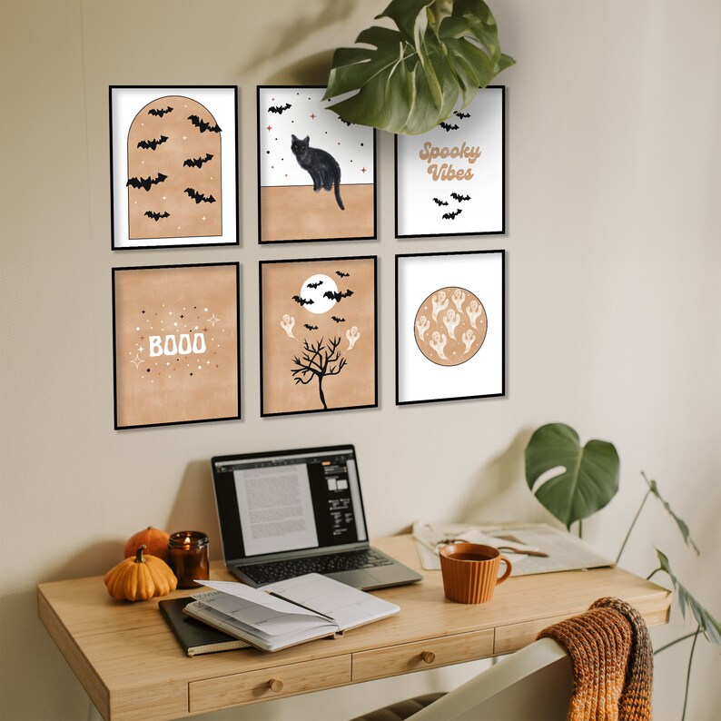 Spooky Vibes Poster Set Halloween Printables Set of 6 Wall - Etsy