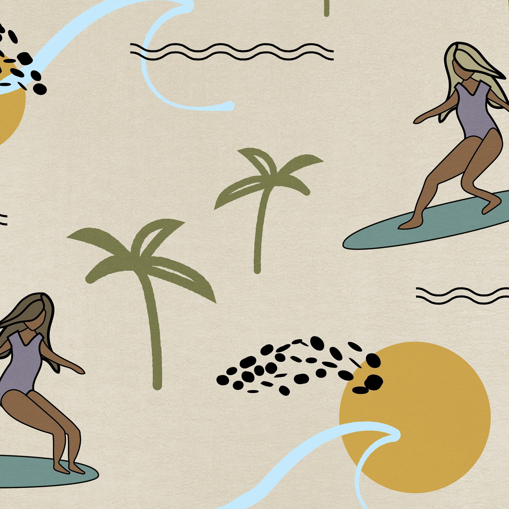 Surf Art Print Surfer Girl Decor Boho Beach Print - Etsy