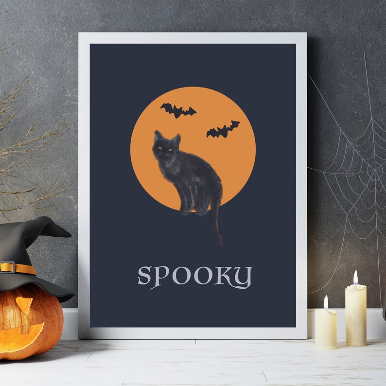 Spooky Halloween Cat Halloween Printable Cute Halloween - Etsy