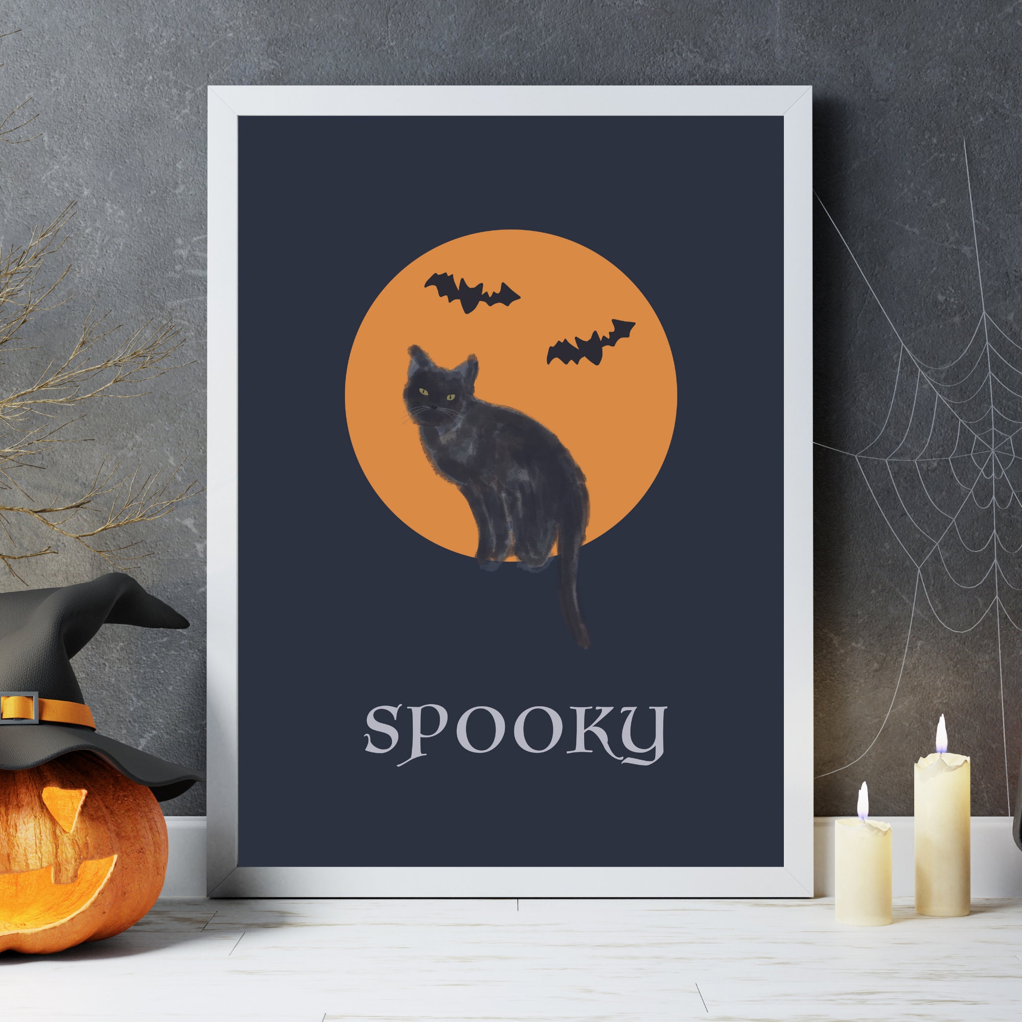 Spooky Halloween Cat Halloween Printable Cute Halloween - Etsy