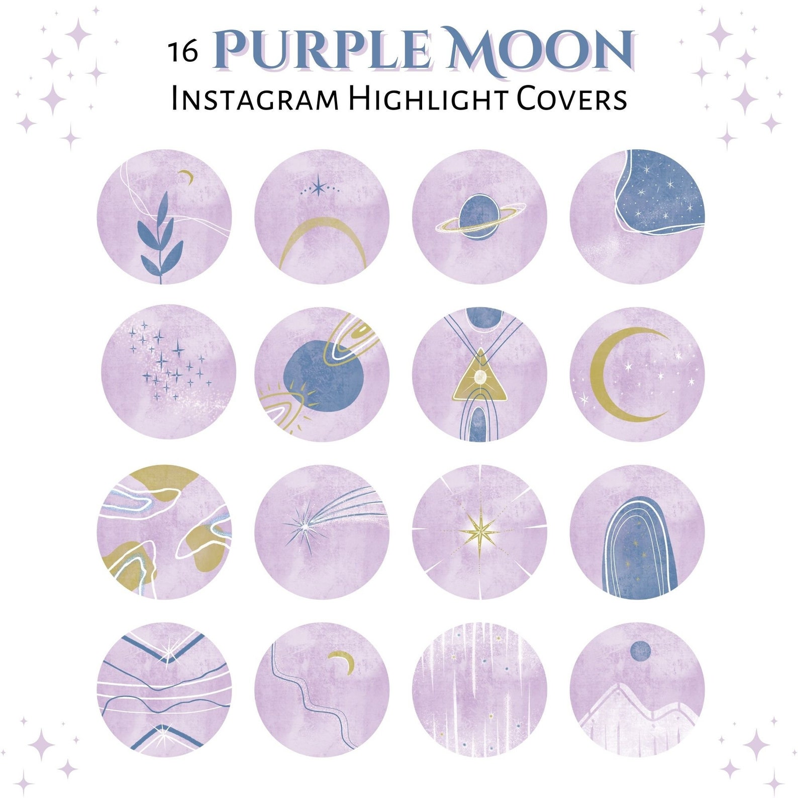 Instagram Highlight Covers, Purple Moon Celestial Icons, Cosmic Icons ...
