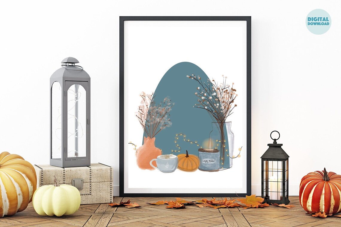 Fall Vibes Art Print Autumn Printable Fall Porch Sign Cozy - Etsy