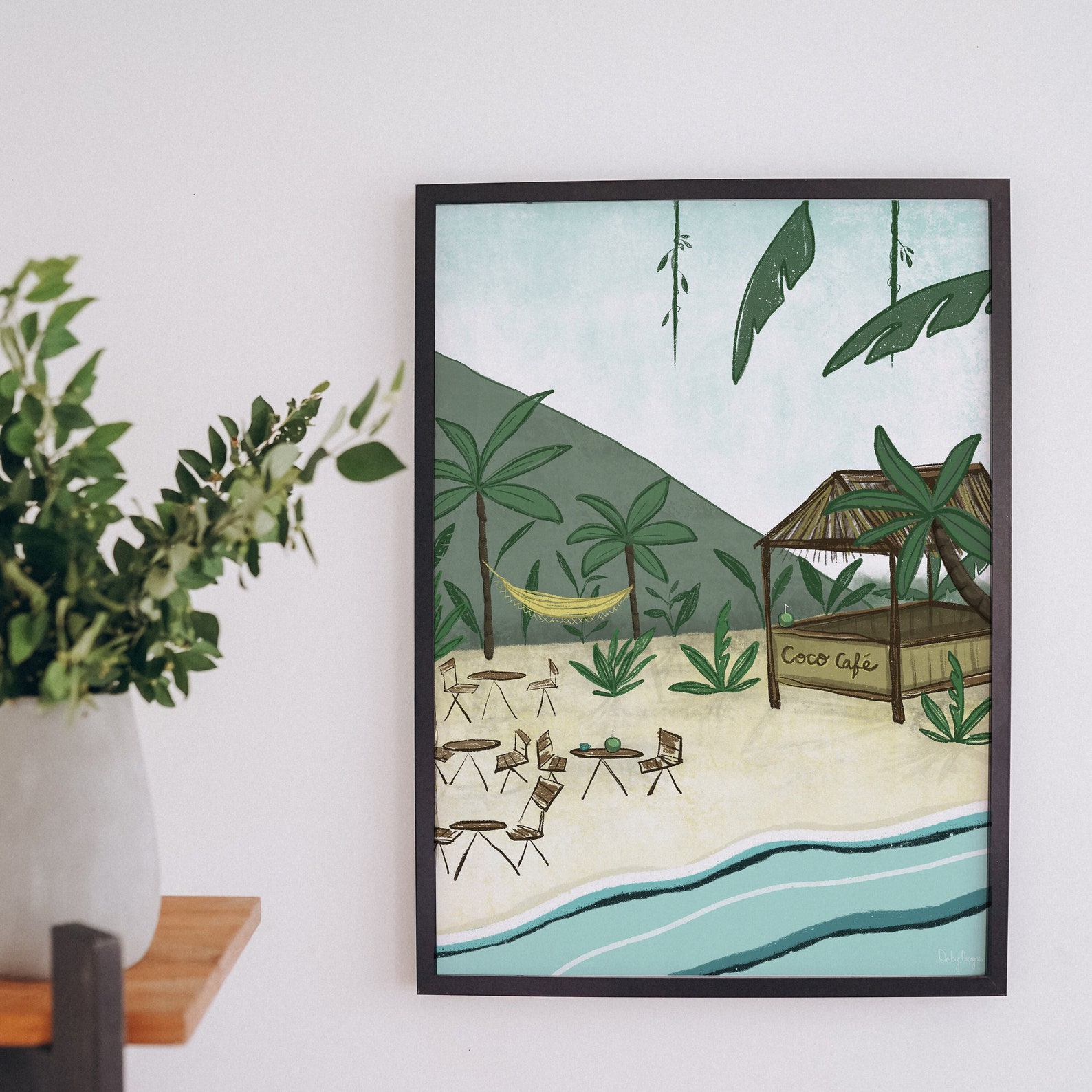 Tropical Cafe Artwork Beach Illustration Tropical Plant - Etsy