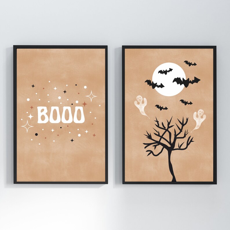 Spooky Vibes Poster Set Halloween Printables Set of 6 Wall - Etsy