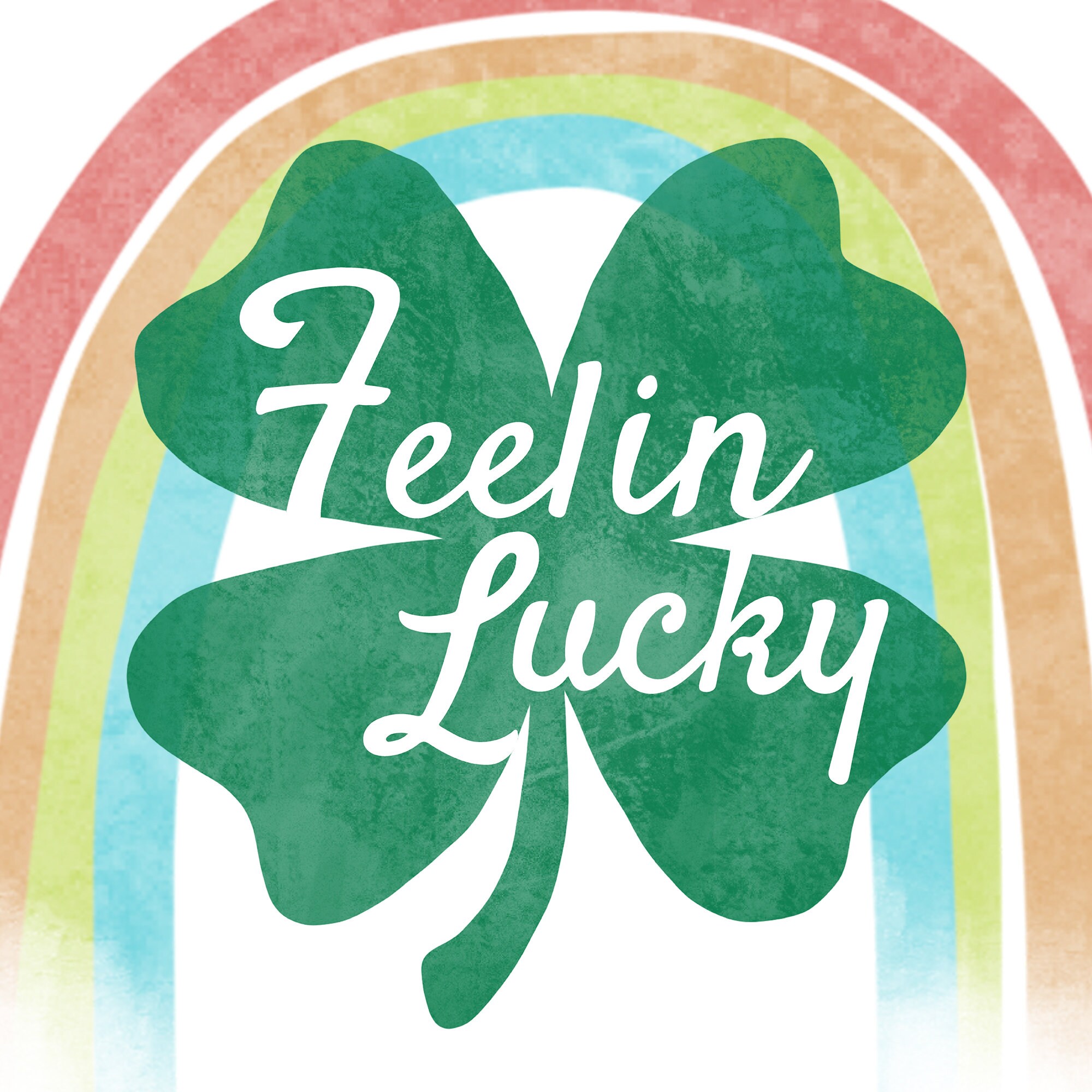 St Patricks Day Printable, Feelin Lucky Print, Rainbow Shamrock Art - Etsy
