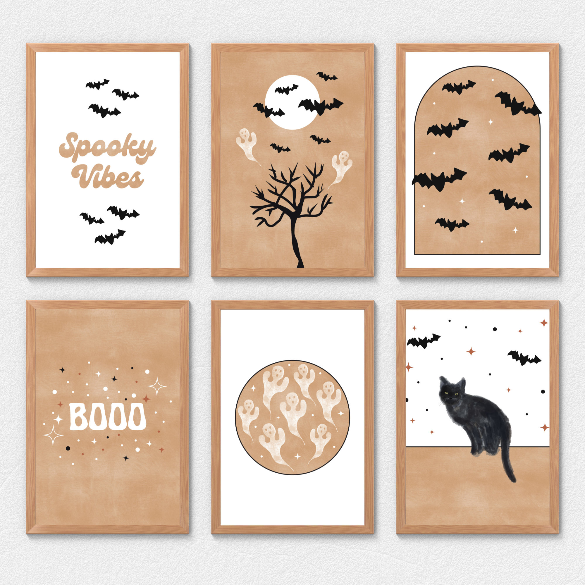 Spooky Vibes Poster Set Halloween Printables Set of 6 Wall - Etsy