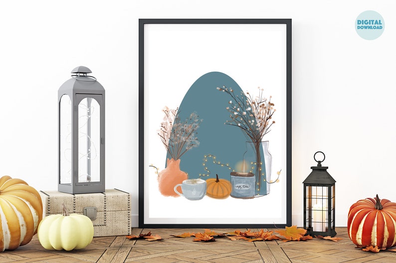 Fall Vibes Art Print Autumn Printable Fall Porch Sign Cozy | Etsy