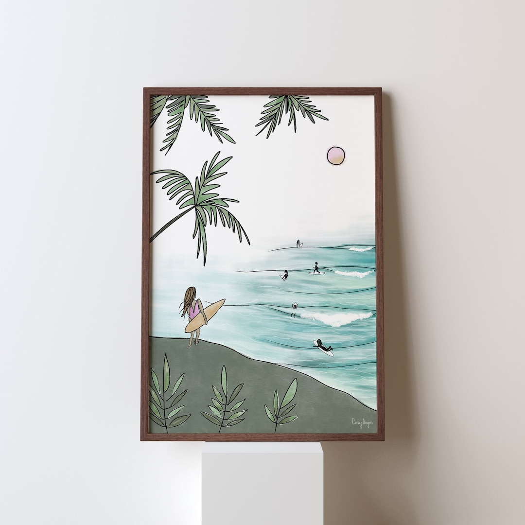 Surf Check, Surfer Girl Print, Beach Girl Wall Art - Etsy