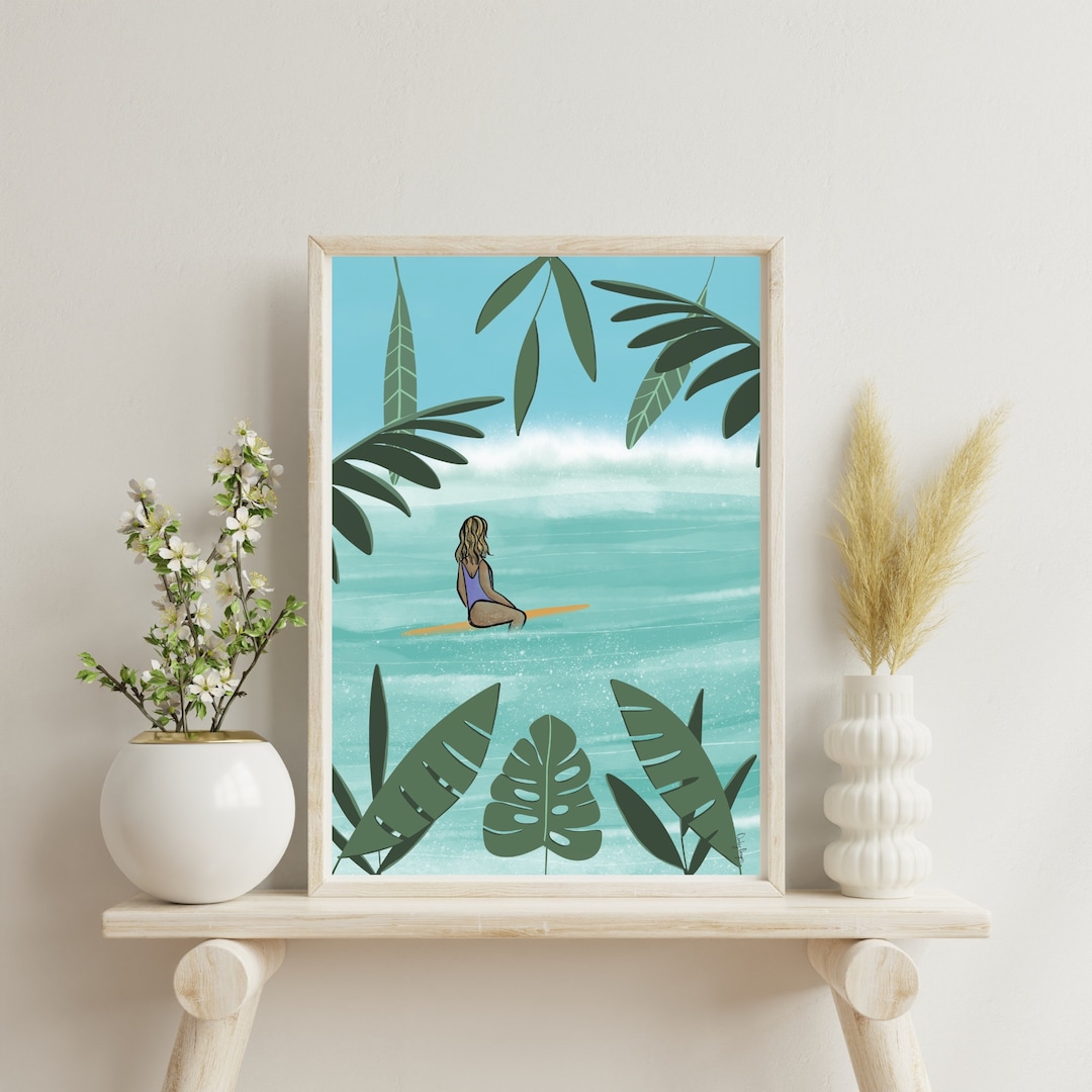 Surfer Girl Wall Art Surf Room Decor Tropical Surf - Etsy