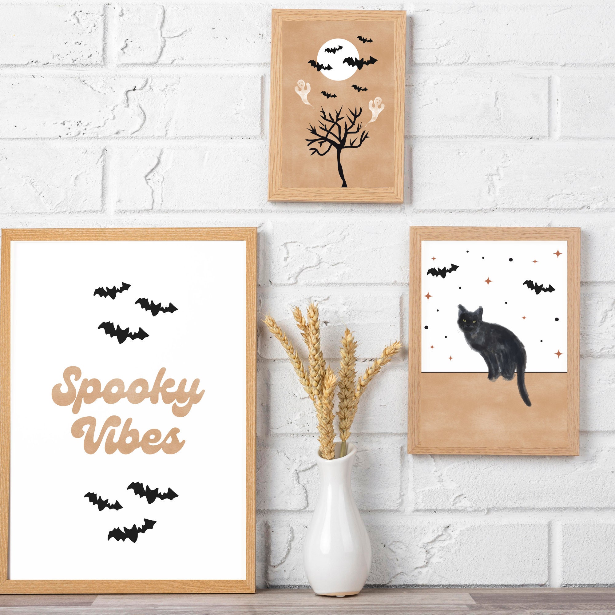 Spooky Vibes Poster Set Halloween Printables Set of 6 Wall - Etsy
