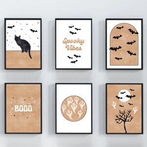 Spooky Vibes Poster Set Halloween Printables Set of 6 Wall - Etsy