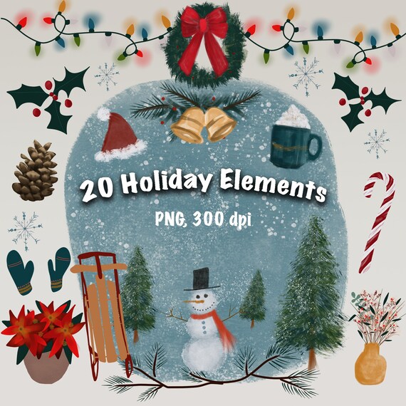 Christmas Clipart Winter Clipart Holiday Clipart Snowman | Etsy