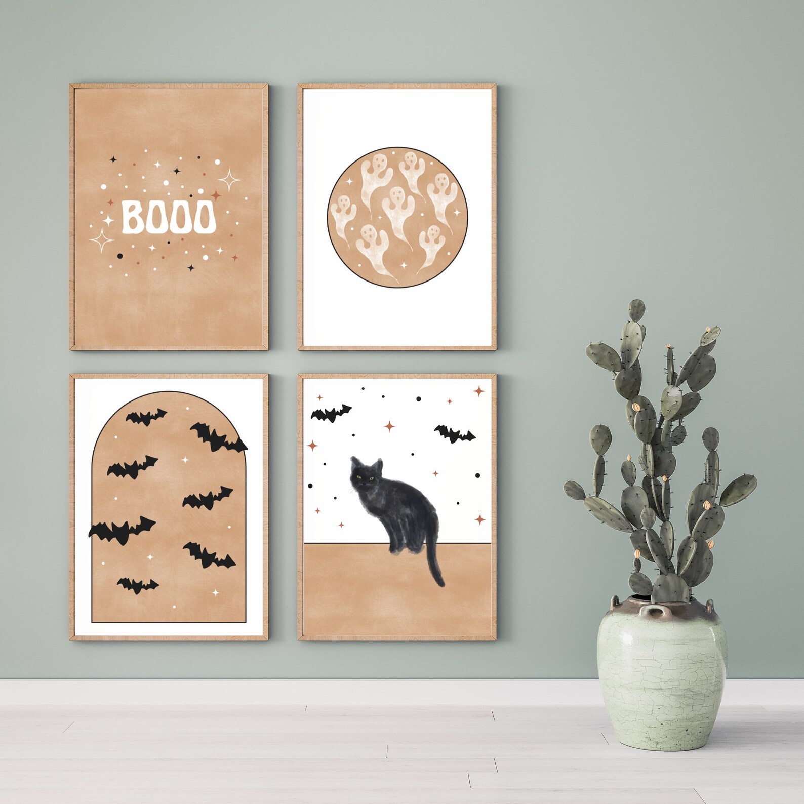 Spooky Vibes Poster Set Halloween Printables Set of 6 Wall - Etsy