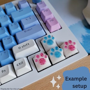 Blue and Pink Glitter Paw Keycap Set, Artisan Keycap, OEM CHERRY MX - Etsy